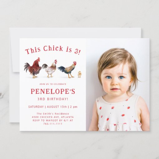 Farm Chicken This Chick Birthday Party Photo Invitation | Zazzle