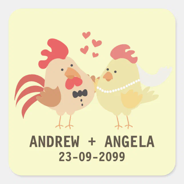 Farm Chicken Wedding Save the Date Sticker | Zazzle