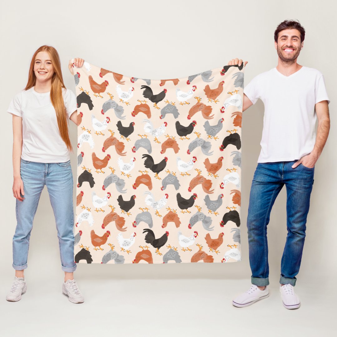Farm Chickens Pattern Fleece Blanket | Zazzle