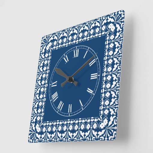 Farm Country Blue and White Elegant Kitchen Clock | Zazzle