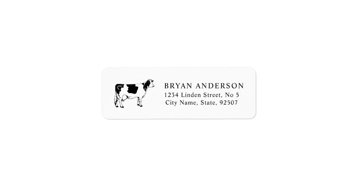 Farm - Cow Return Address Label | Zazzle