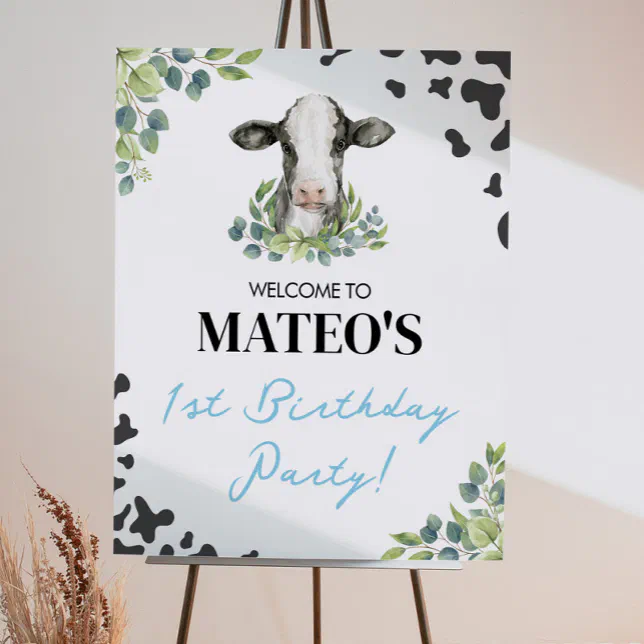 Farm Cow Welcome Sign Birthday Baby Shower | Zazzle