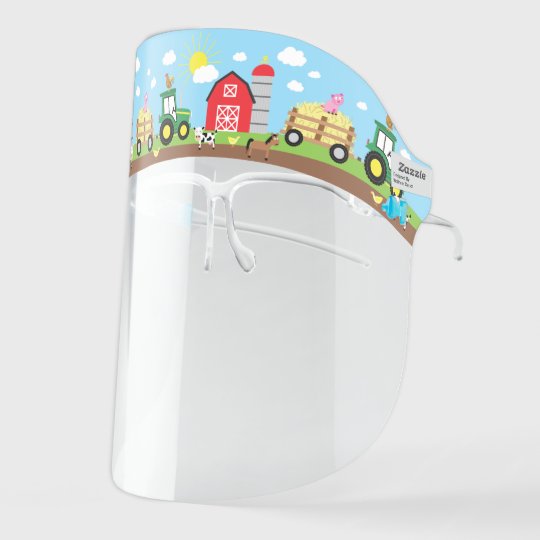 Farm Cute Kids Cartoon Tractor Animals Face Shield | Zazzle.com