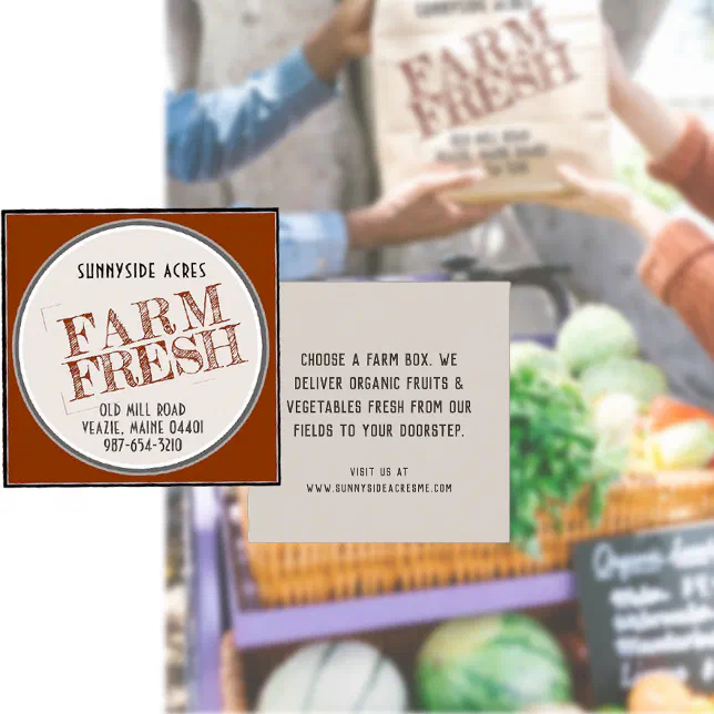 Farm Fresh Business Card Farmer's Market | Zazzle