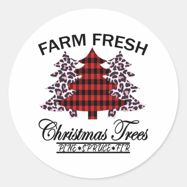 Farm Fresh Christmas Trees Classic Round Sticker | Zazzle