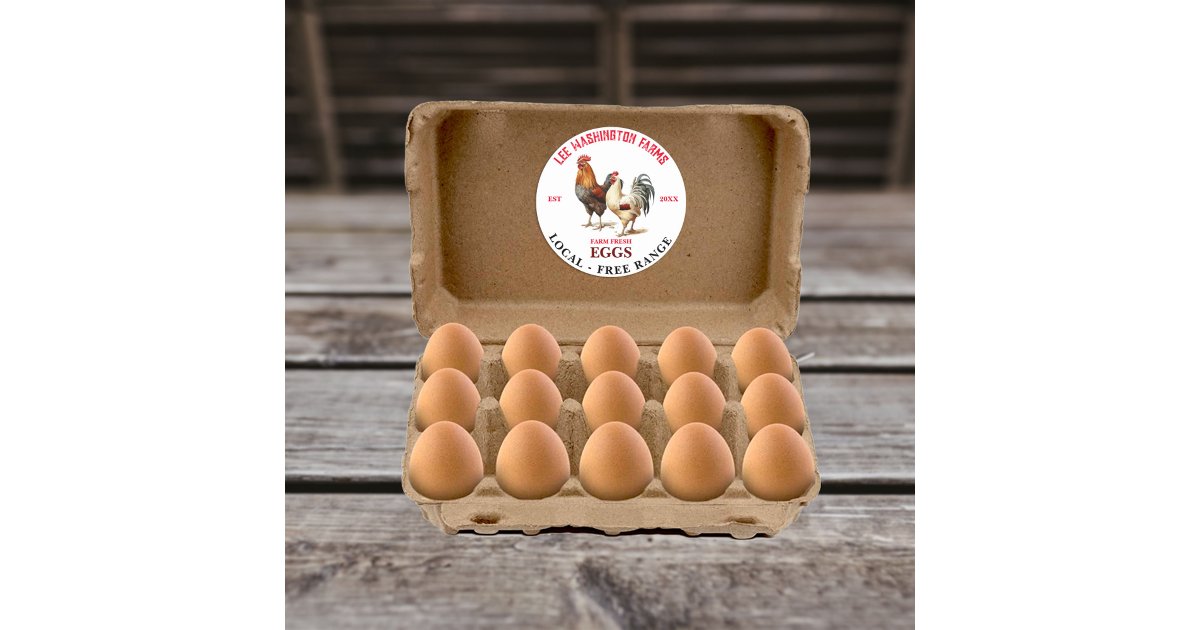 Farm Fresh Eggs Carton Label Sticker | Zazzle