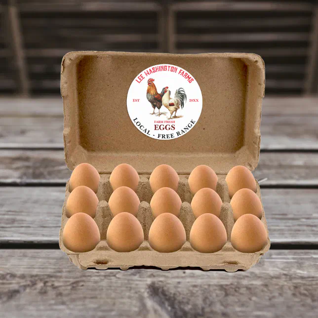 Farm Fresh Eggs Carton Label Sticker | Zazzle