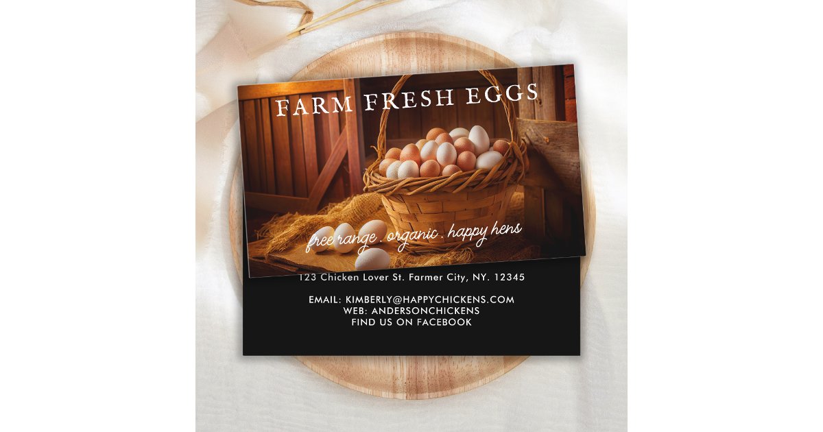 Farm Fresh Eggs Chicken Egg Modern Business Card | Zazzle