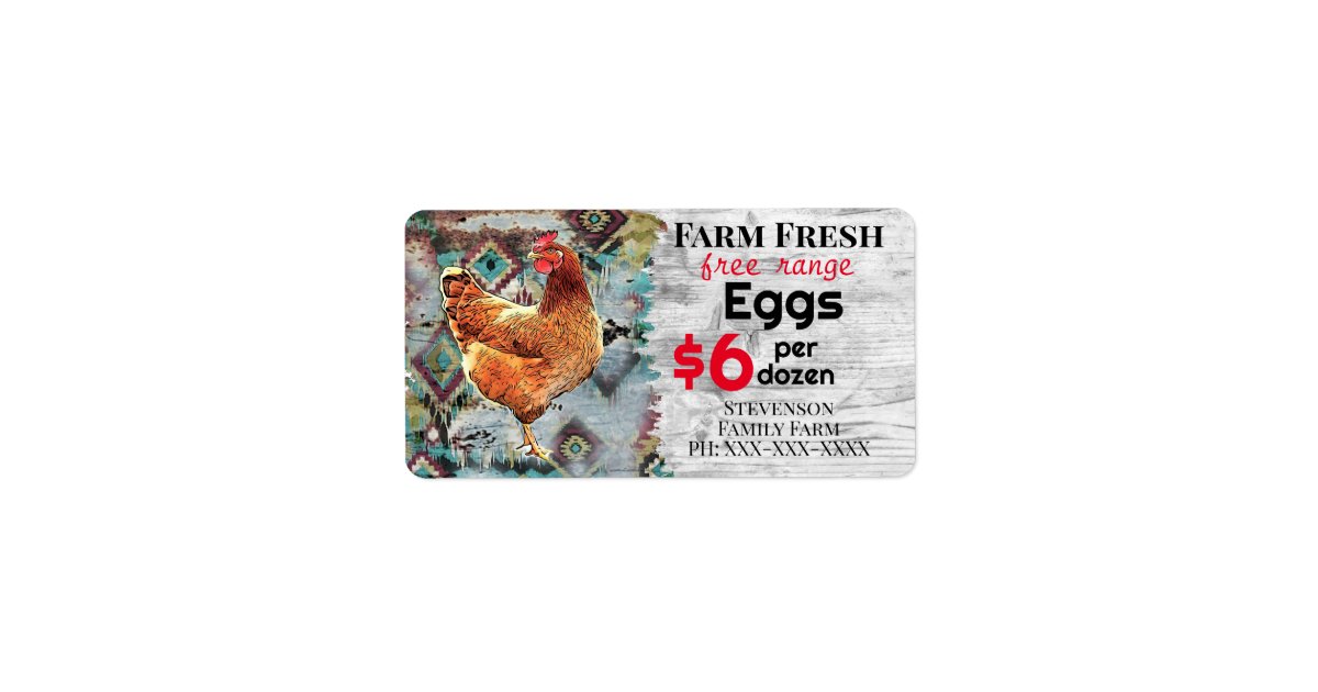 Farm Fresh Eggs Free Range For Sale Chickens Label | Zazzle