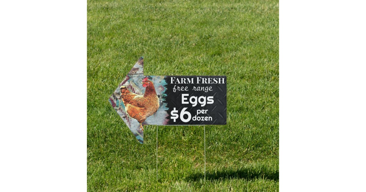 Farm Fresh Eggs Free Range For Sale Chickens Yard Sign | Zazzle