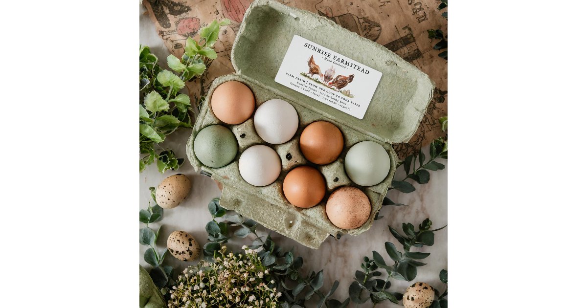 Farm Fresh Eggs | Monogram Egg Carton Label | Zazzle