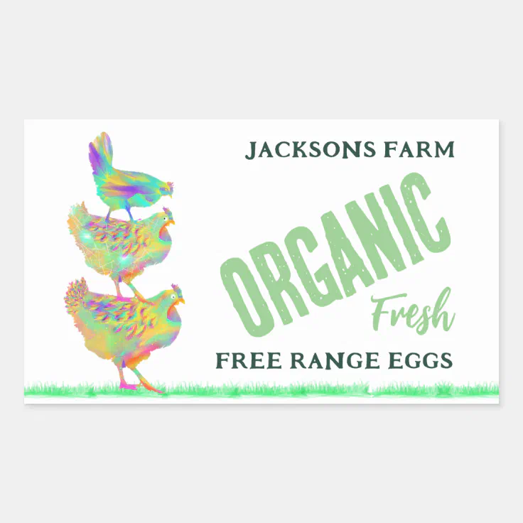Farm Fresh Eggs Organic Free Range Rectangular Sticker | Zazzle