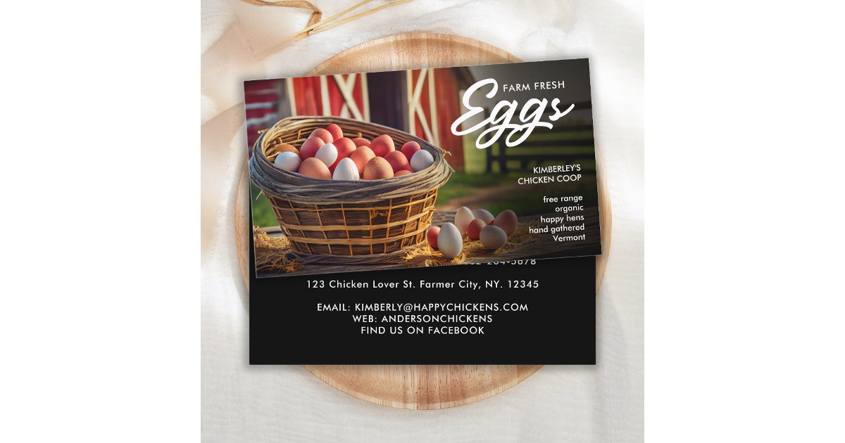 Farm Fresh Eggs Simple Chicken Egg Market Business Card | Zazzle