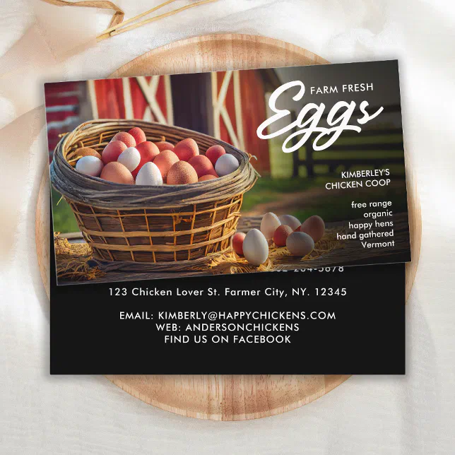 Farm Fresh Eggs Simple Chicken Egg Market Business Card | Zazzle