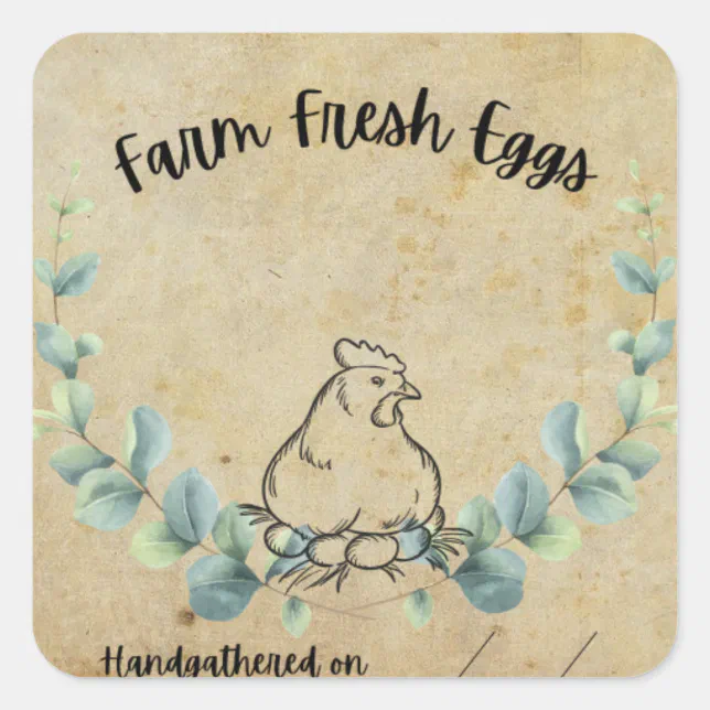 Farm Fresh Eggs square sticker | Zazzle