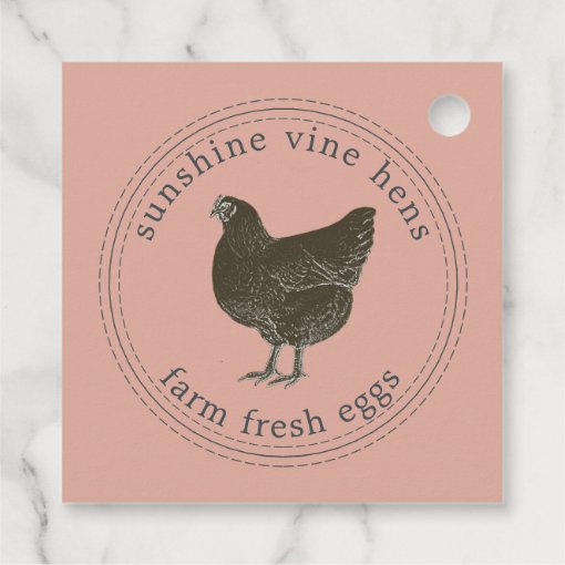 Farm Fresh Eggs Vintage Hen Egg Carton Dusty Pink Favor Tags | Zazzle