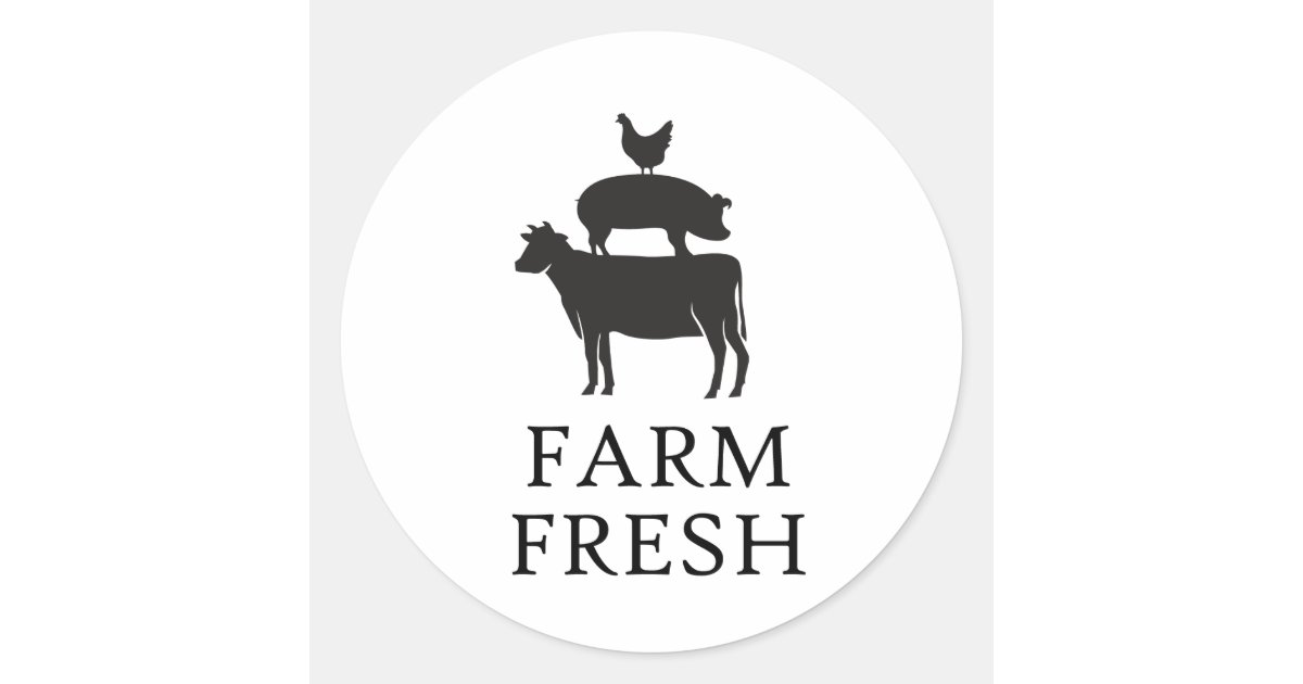 Farm Fresh, Farm Animals Classic Round Sticker | Zazzle