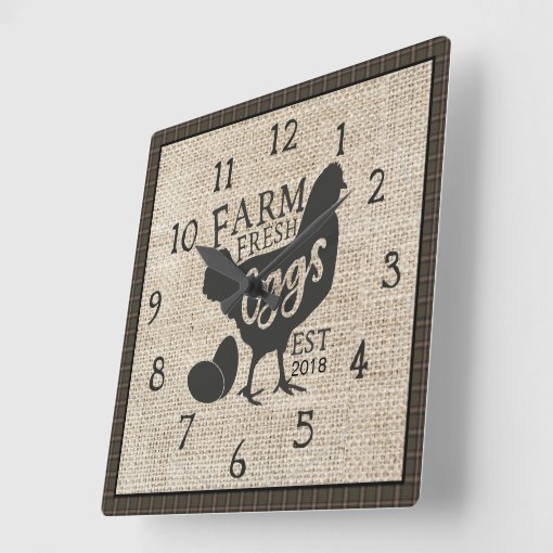 Farm Fresh Farmhouse Style Rustic Clock with Year | Zazzle
