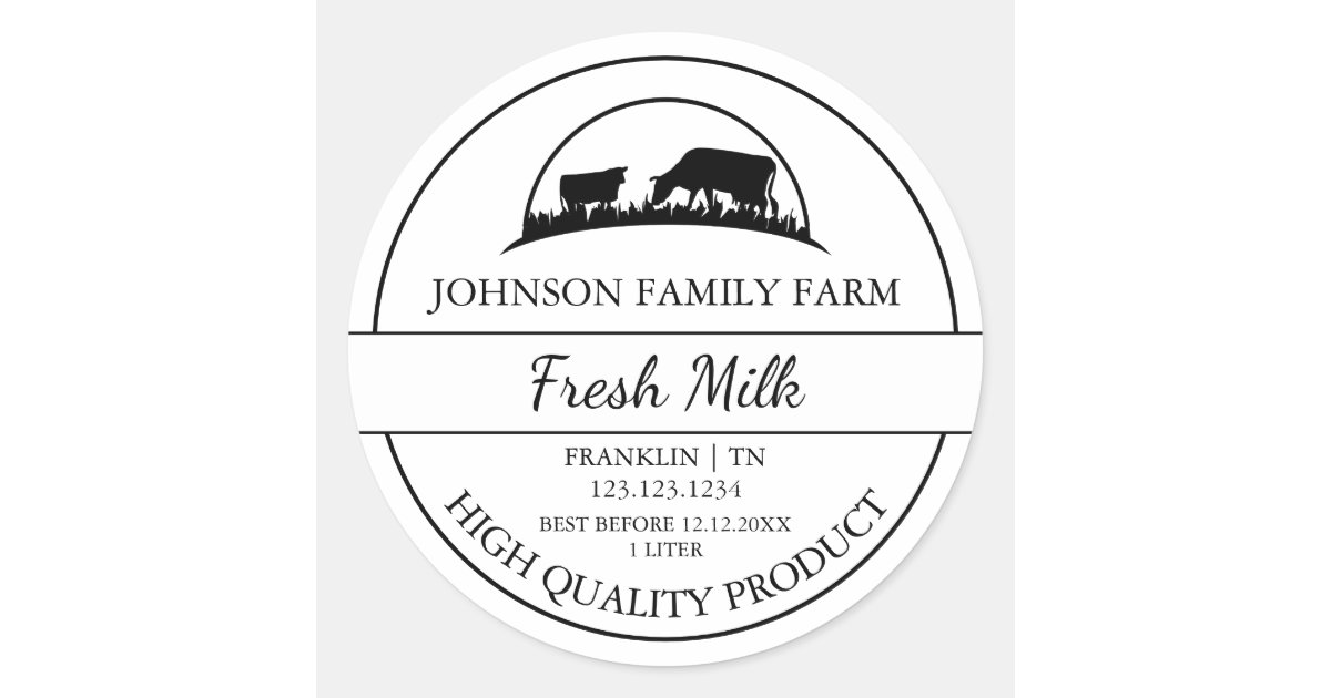 Farm Fresh Milk Label | Zazzle