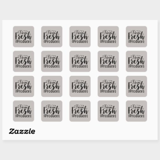 Farm fresh produce word art square sticker | Zazzle