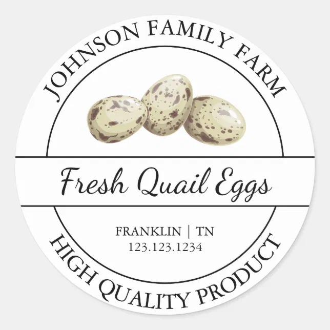 Farm Fresh Quail Egg White Label | Zazzle