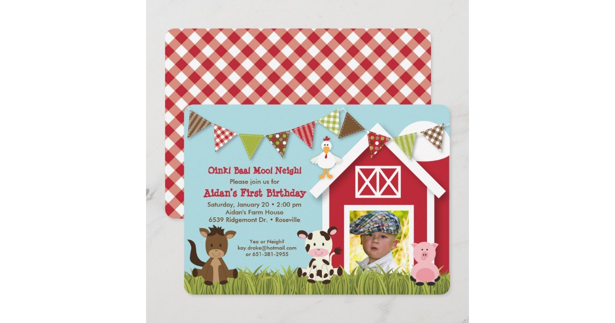Farm Friends Birthday Invitation | Zazzle