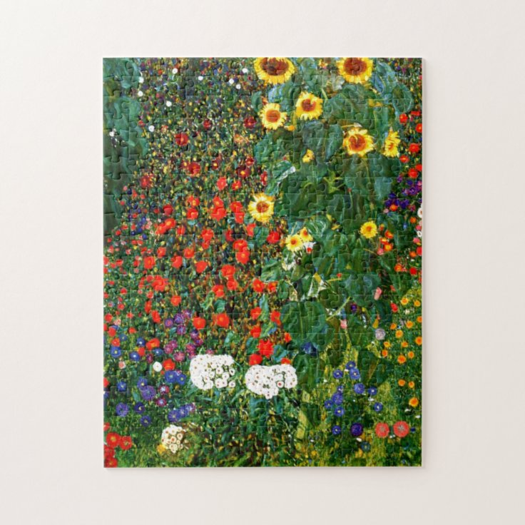 Farm Garden with Sunflowers by Gustav Klimt Jigsaw Puzzle | Zazzle