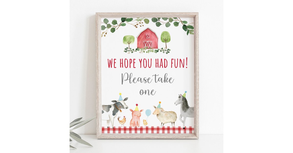 Farm Greenery Birthday Party Favor Sign | Zazzle