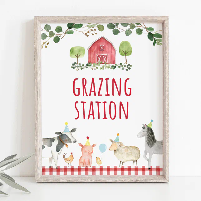 Farm Greenery Grazing Station Birthday Food Sign | Zazzle