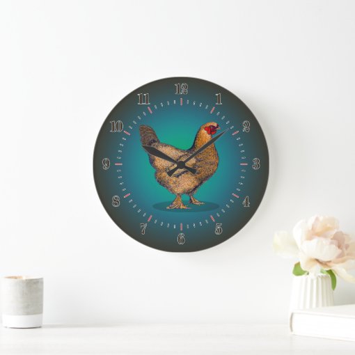 Farm Hen Chicken Large Clock | Zazzle