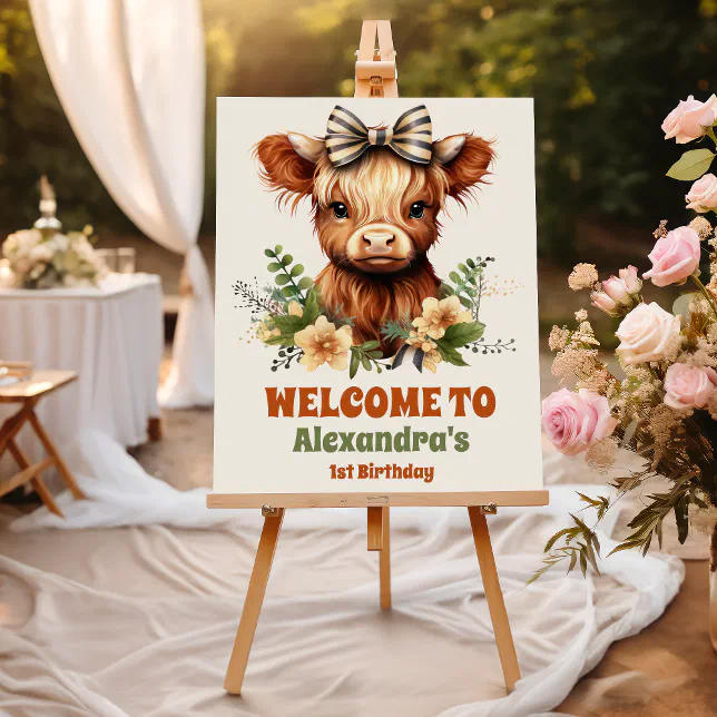 Farm Holy Cow Highland 1st Birthday Foam Board | Zazzle