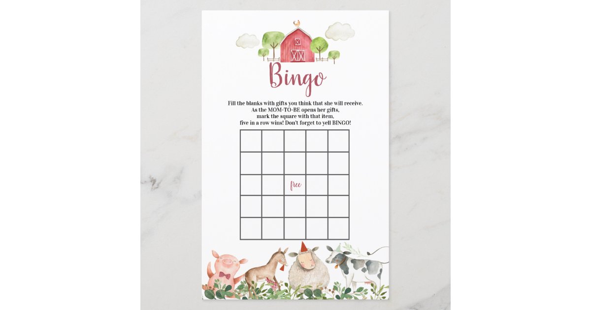 Farm House Animals Barnyard Bingo Games | Zazzle