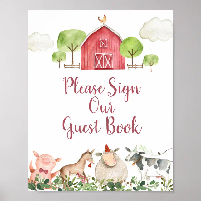 Farm House Animals Barnyard Please Sign our Guest | Zazzle