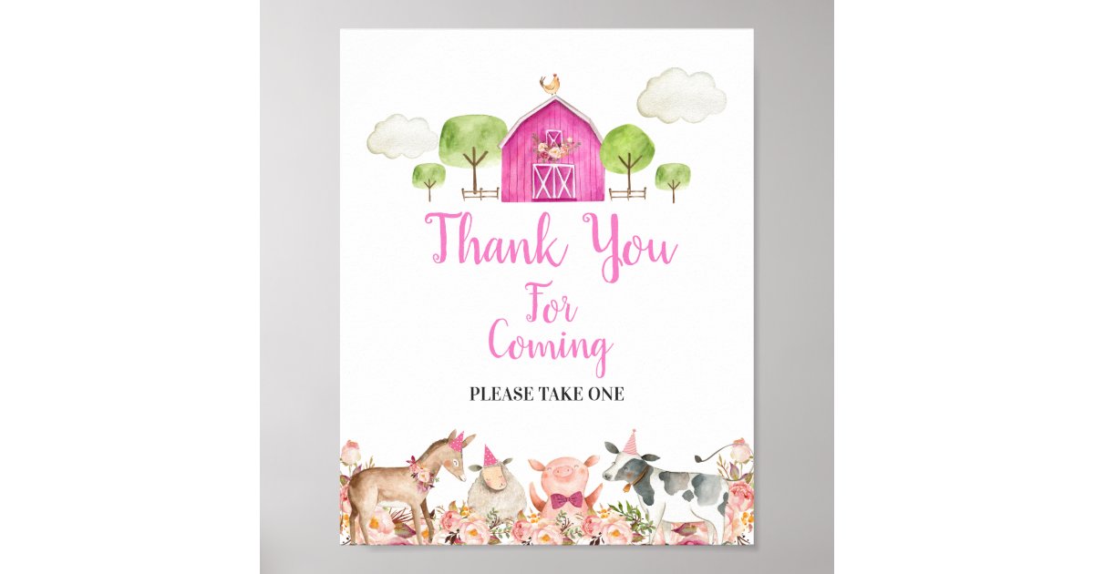 Farm House Animals Barnyard Thank you for coming Poster | Zazzle