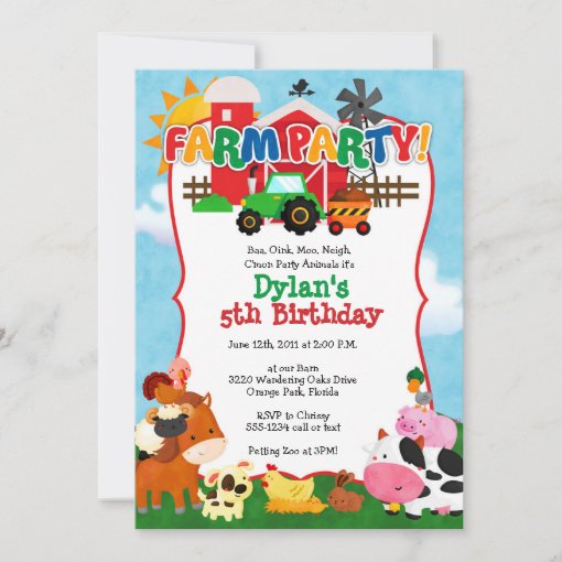 Farm Invitation - Farm Birthday Party Invitation | Zazzle