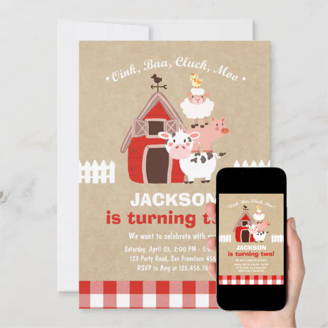 Farm Invitations Birthday Old McDonald Country | Zazzle