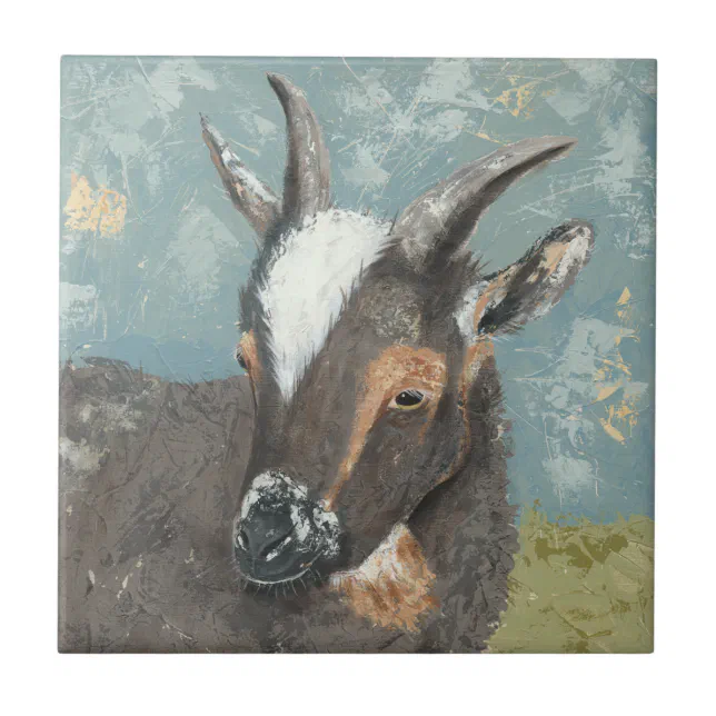 Farm Life-Grey Goat Ceramic Tile | Zazzle
