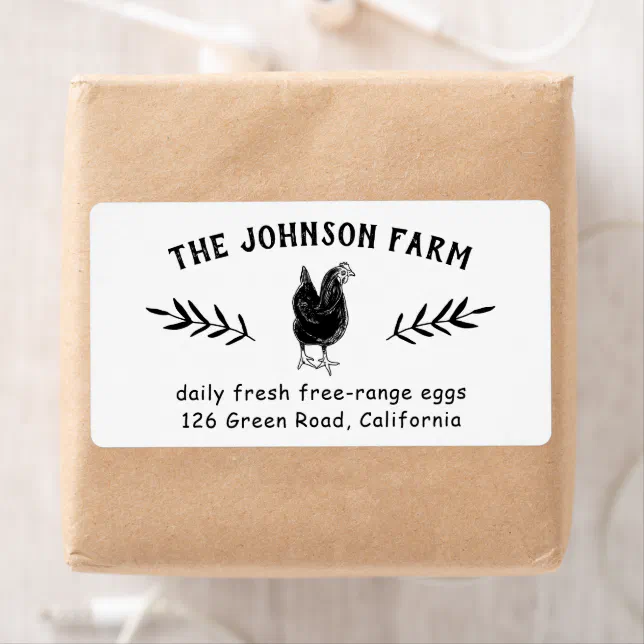 Farm Name Fresh Chicken Eggs Address Label | Zazzle