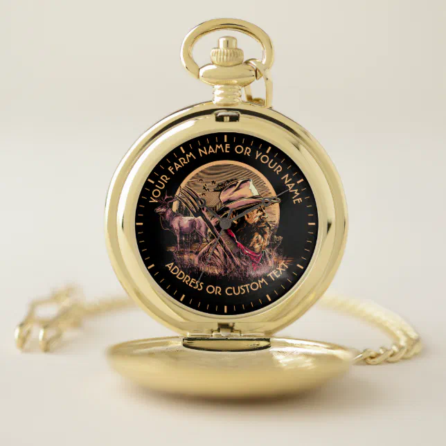 Farm Owner Agriculturer With A Deer Farmer Pocket Watch | Zazzle
