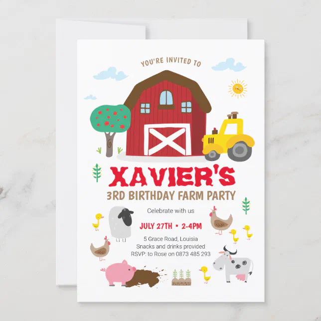 Farm party invitation, farm birthday invitation | Zazzle