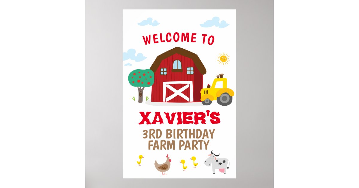 Farm party sign, Farm birthday welcome sign | Zazzle