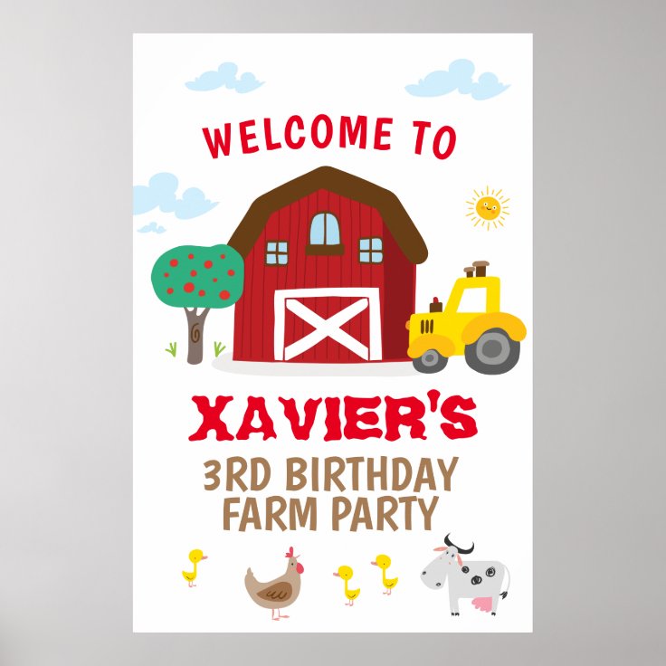 Farm party sign, Farm birthday welcome sign | Zazzle