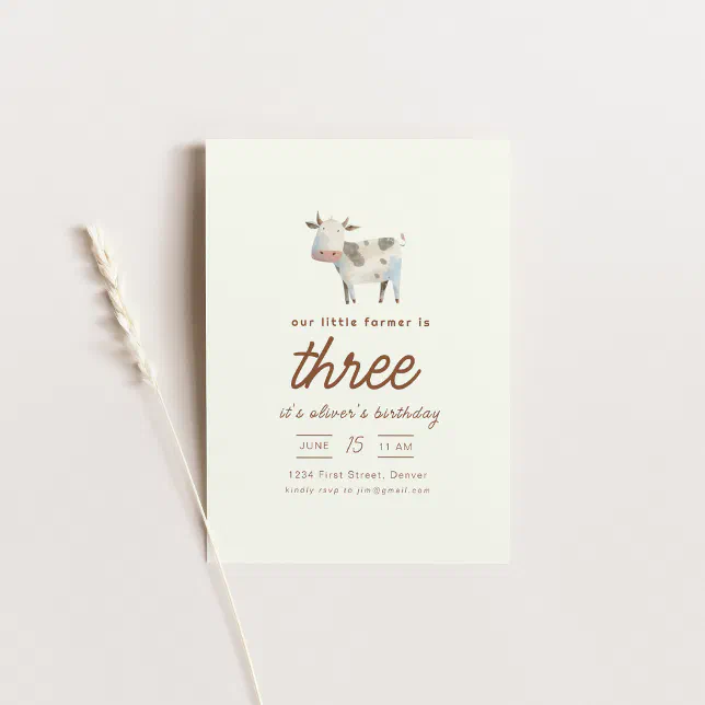 Farm Ranch Cow Birthday Party Invite | Zazzle