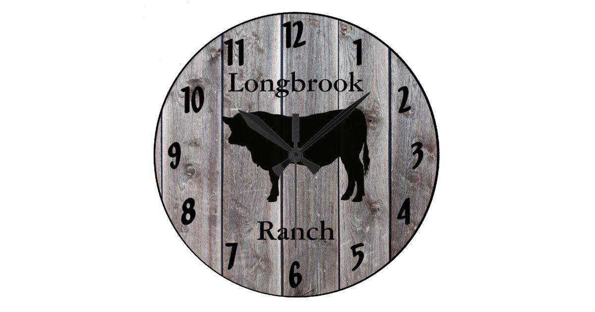 Farm Ranch or Stable Name 4 Custom Barnwood Styled Large Clock | Zazzle.com