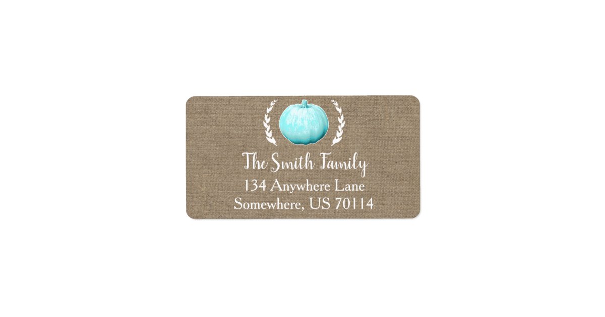 Farm Rustic Blue Pumpkin & White Laurels Label | Zazzle