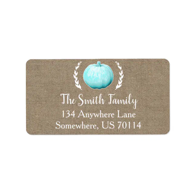 Farm Rustic Blue Pumpkin & White Laurels Label | Zazzle