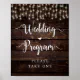 Farm String Lights, Dark Wood, Wedding Program Poster | Zazzle