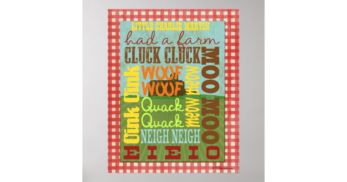 Farm Subway Art Poster - Old MacDonald Had a Farm | Zazzle