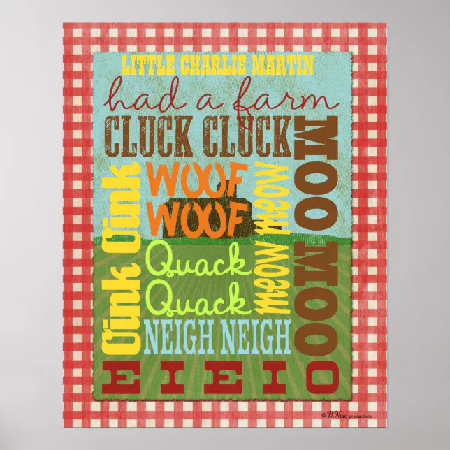 Farm Subway Art Poster - Old MacDonald Had a Farm | Zazzle