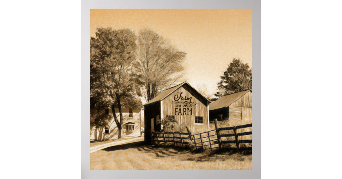 Farm Sweet Farm Country Homestead Poster | Zazzle